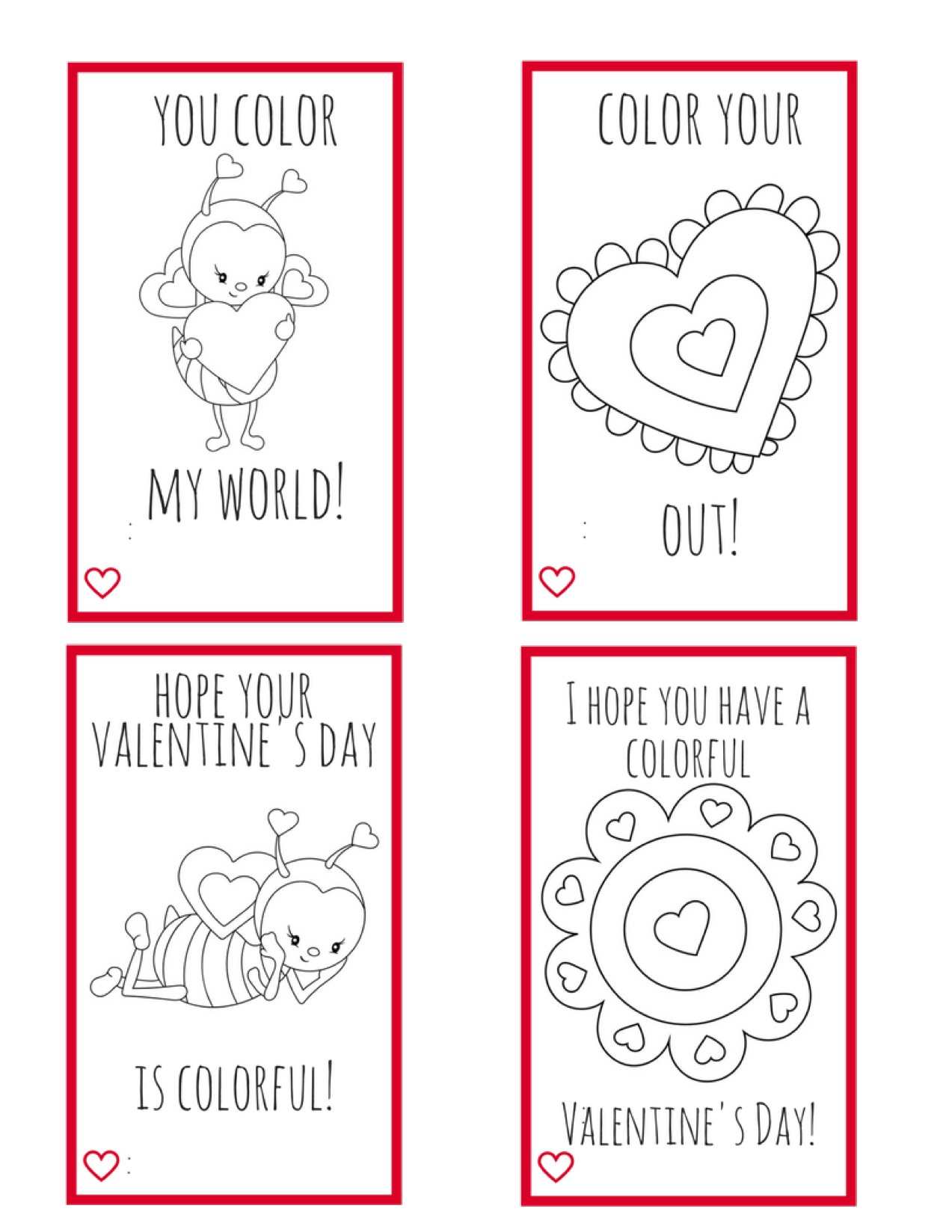 Printable Valentines Day Cards To Color