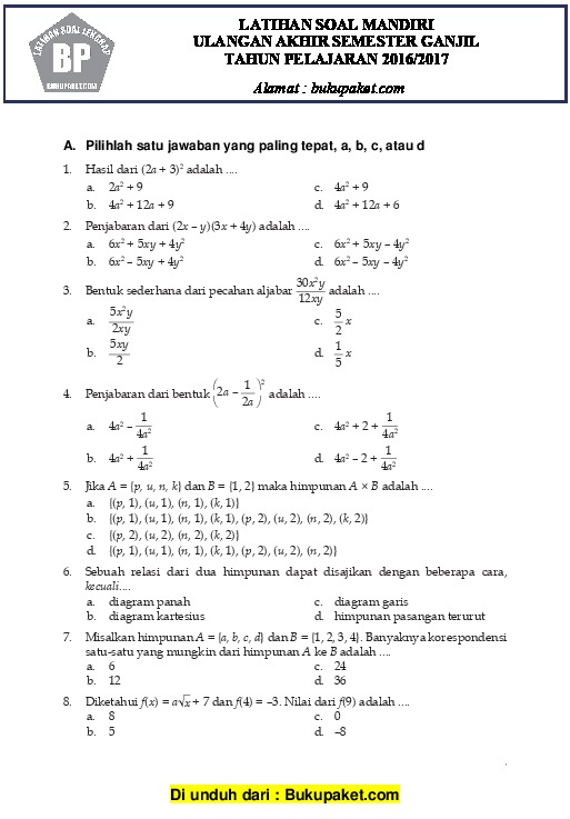 Soal Uas Matematika Kelas 12 Homecare24