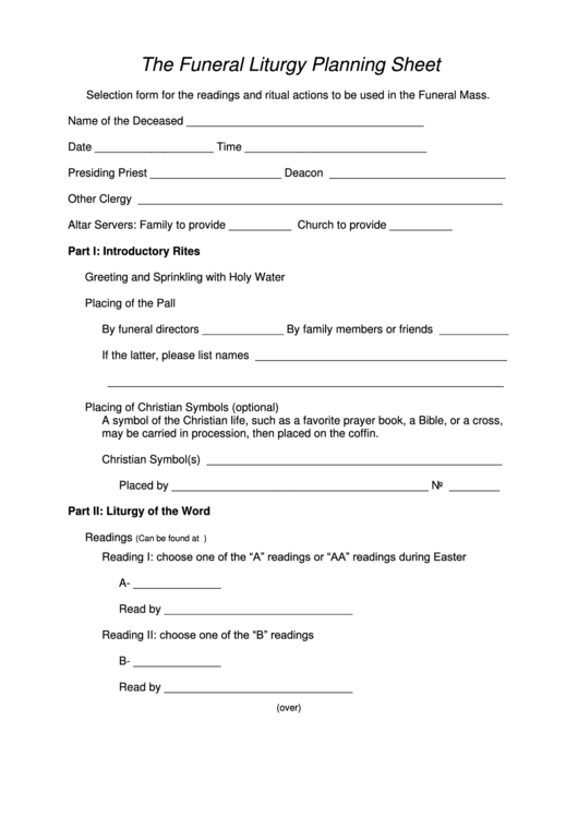 Funeral Planning Declaration Template