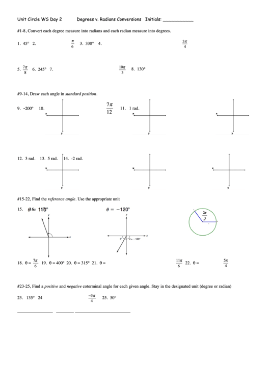 Converting Degrees To Radians Worksheet Printable Word Searches