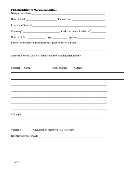 Funeral Planning Declaration Template