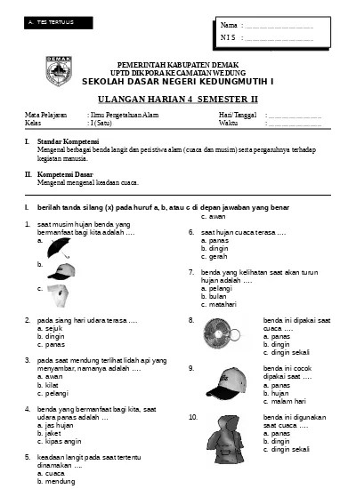 Soal Ipa Kelas 1 Sd Satu Trik