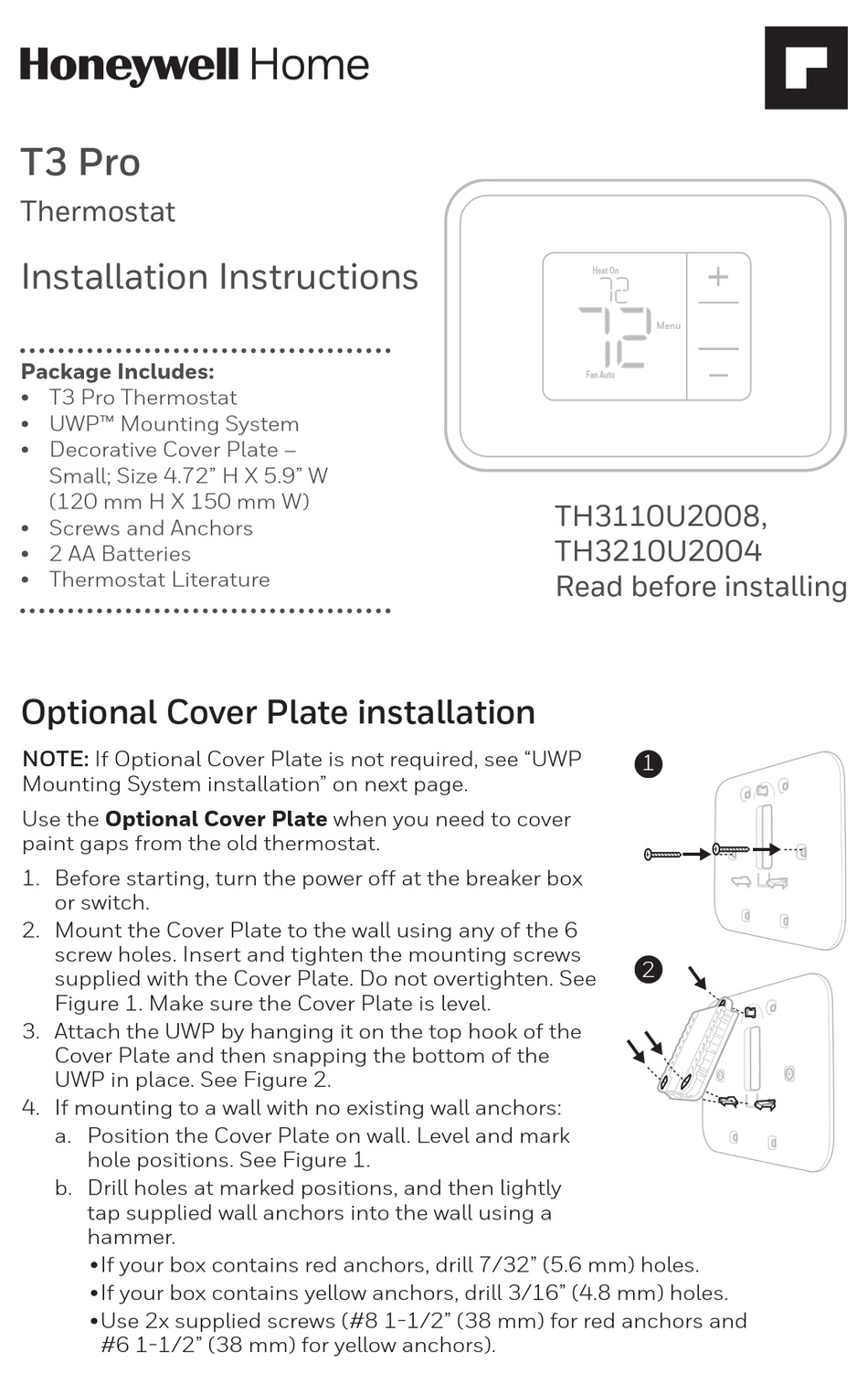 Honeywell Home T4 Pro Installation Manual