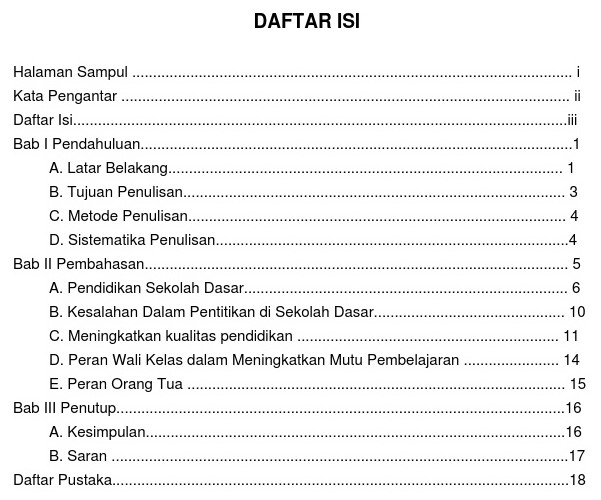 Contoh Daftar Isi Makalah Studyhelp