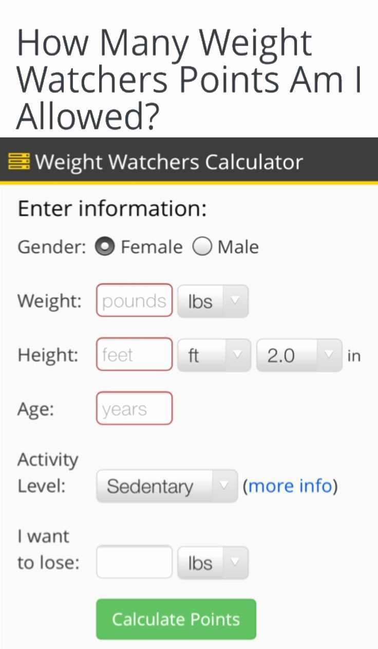 How To Calculate Weight Watchers Points Allowance