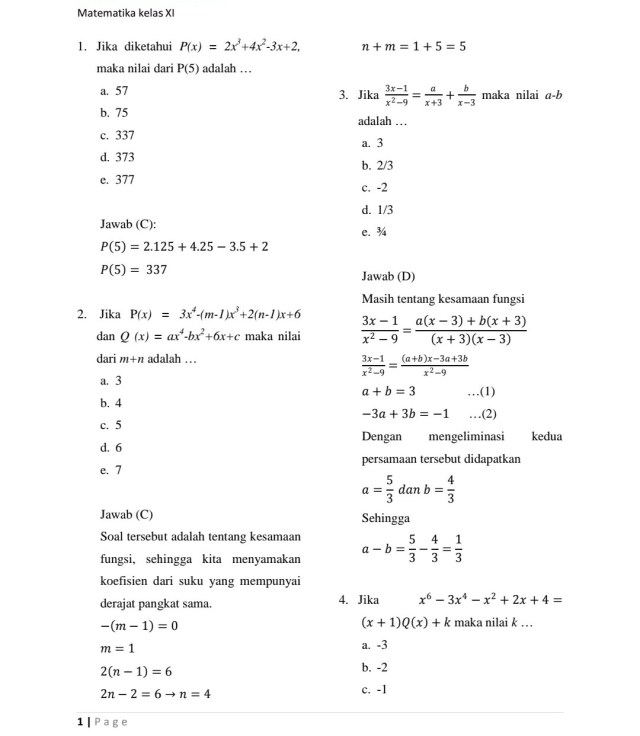 Matematika Kelas 11 Sma Semester 1 Ilmu