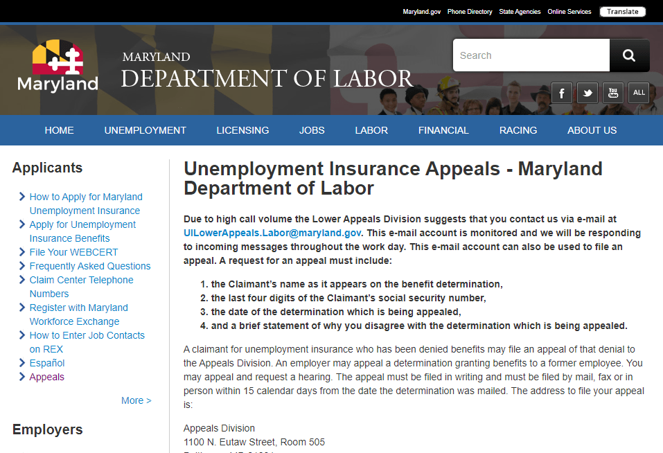 Maryland Employer Unemployment Insurance Financial Report