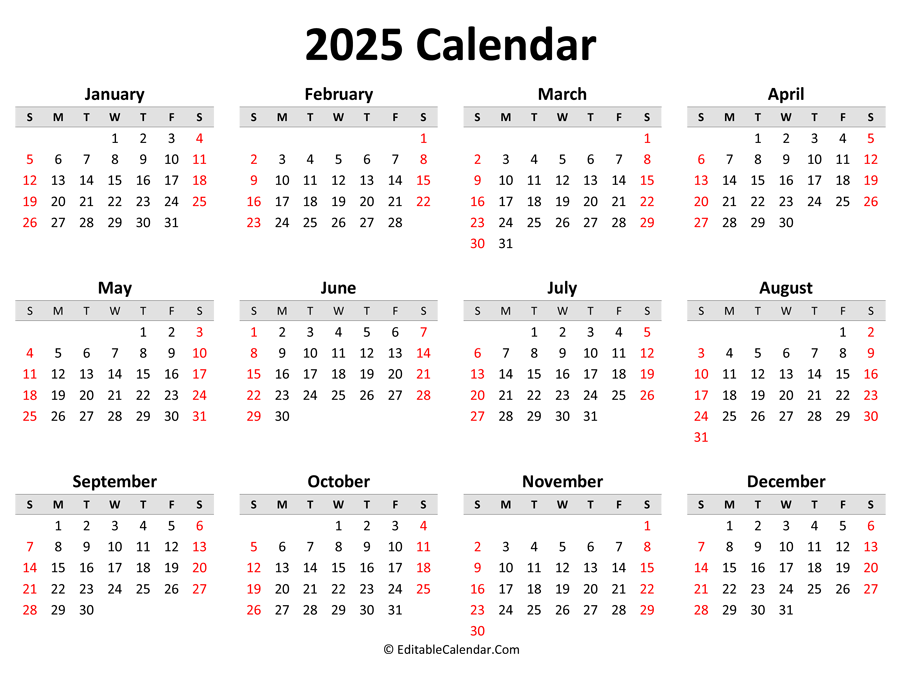 Printable Calendar 2025 With Holidays Printable Calendars At A Glance