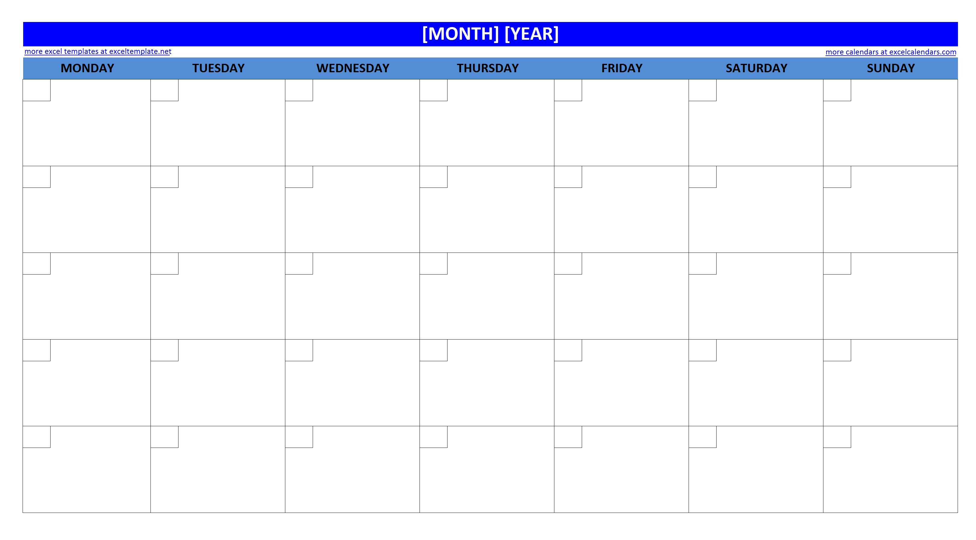 Monthly Calendar Excel Template Free Print The Entire Year Or Select