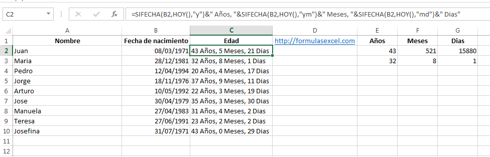 Formula Para Calcular Edad En Excel Printable Templates Free