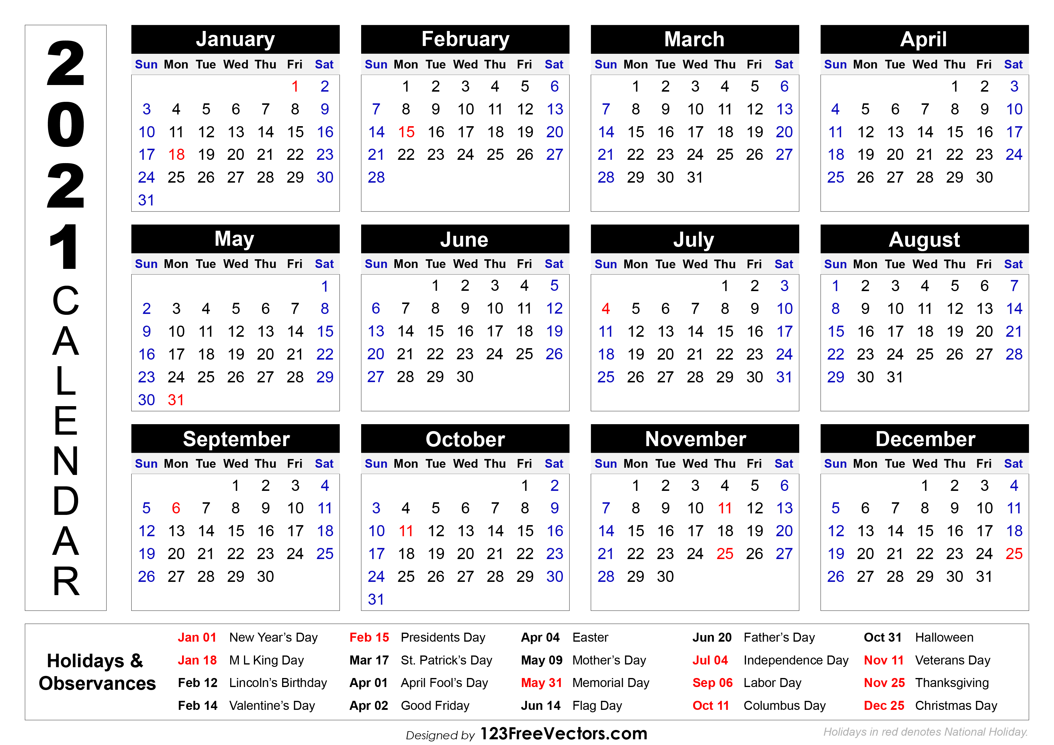 2021 Calendar Holidays Excel Download 2021 Calendar Templates And Images