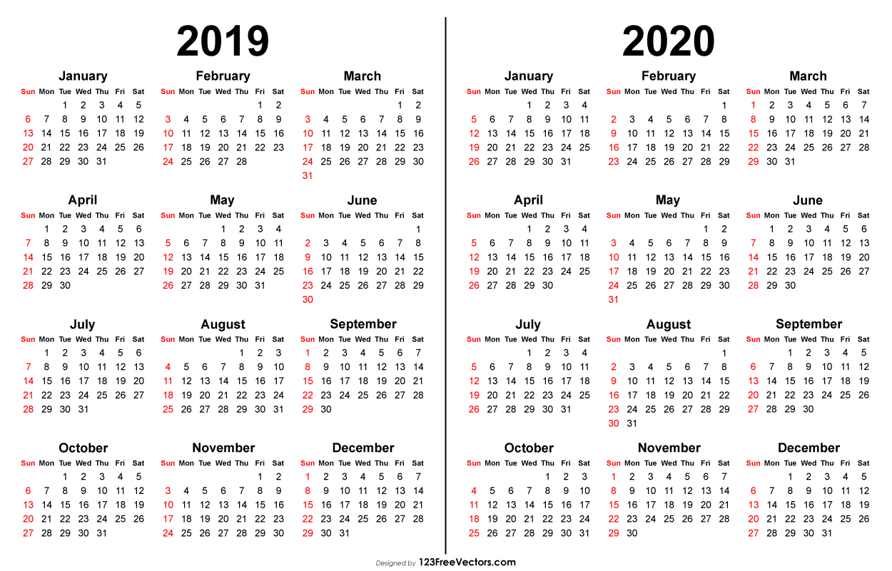 Printable Monthly Calendar 2019 And 2020 Printable Word Searches