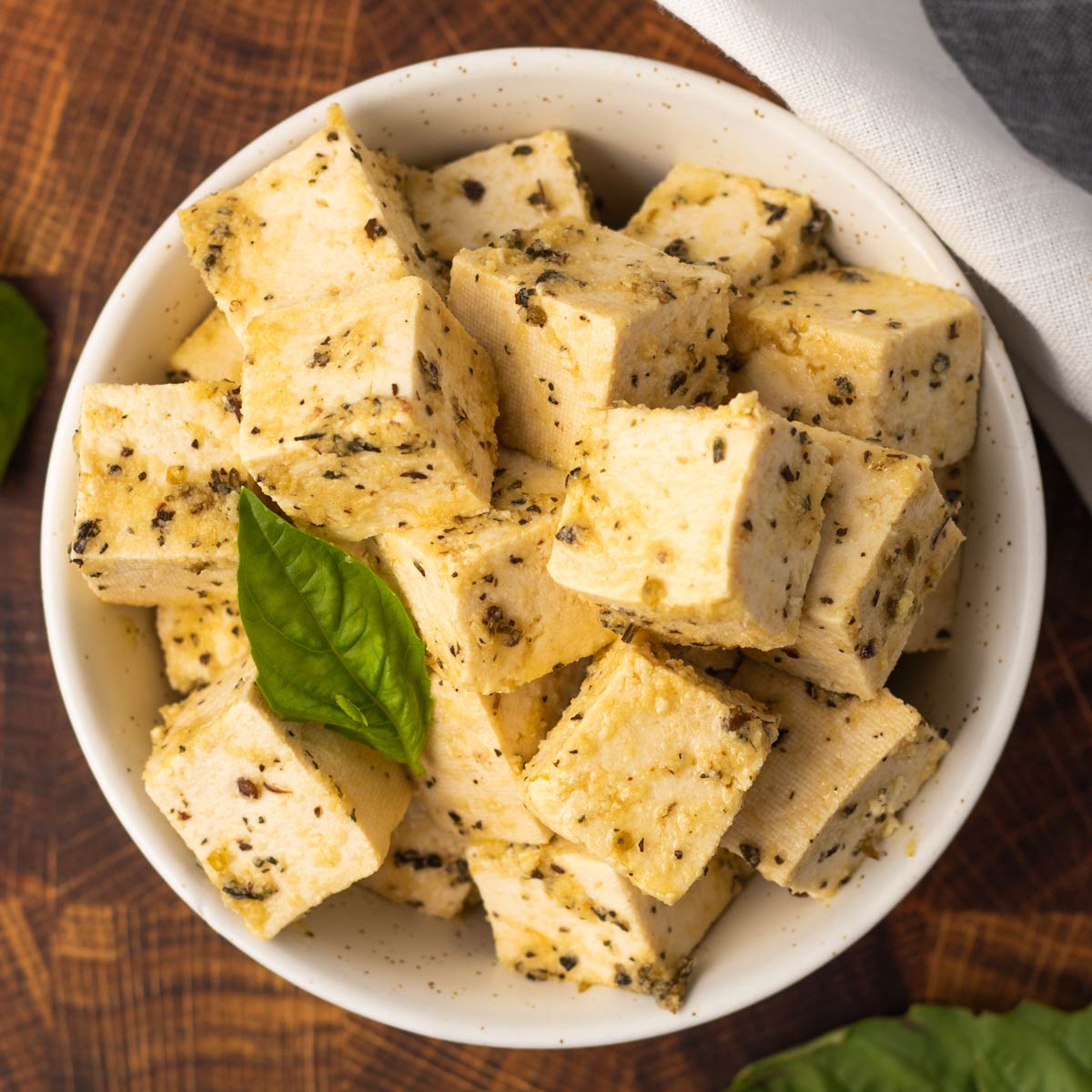 Homemade Vegan Feta Cheese With Tofu And Herbs Oil Free Option