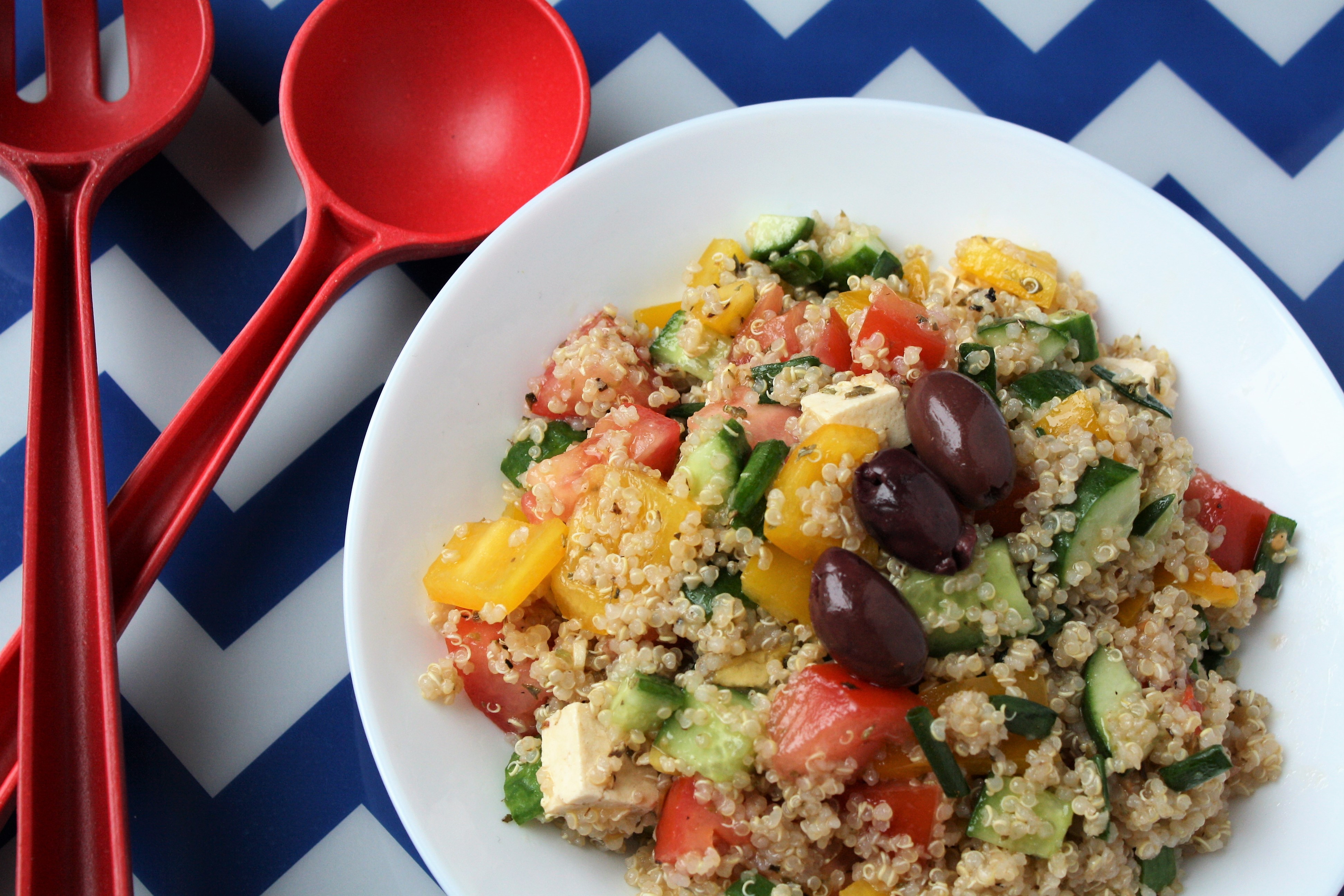 Greek Quinoa Salad With Tofu Feta Kindness Kitchen