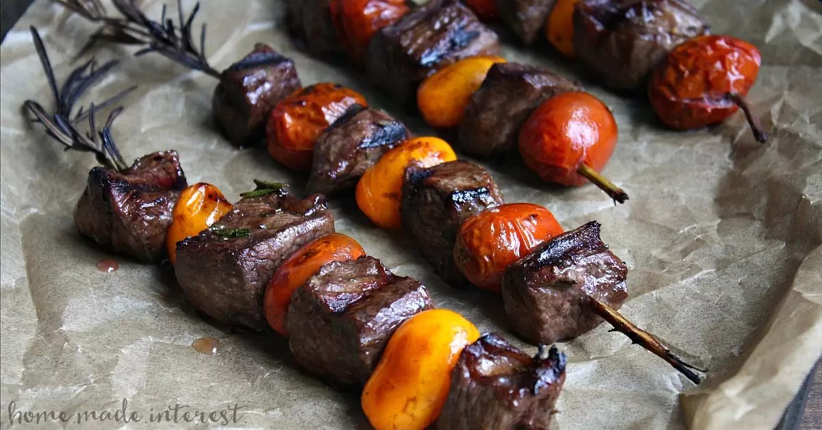 Balsamic Glazed Rosemary Steak Skewers Home Made Interest