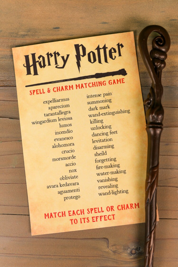 Printable Harry Potter Spells And Charms Matching Game Hey Lets