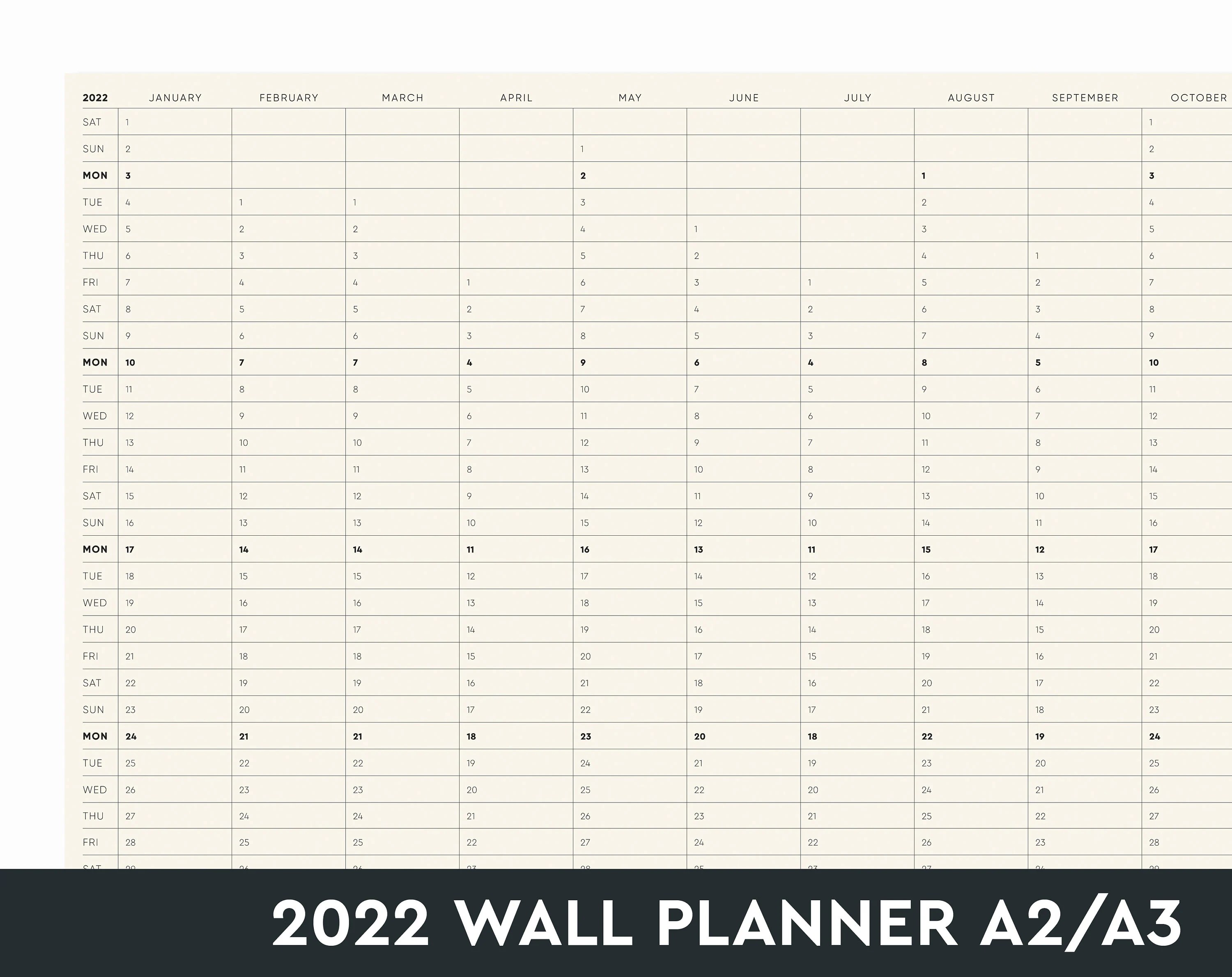 Free A3 2022 Year Planner Example Calendar Printable