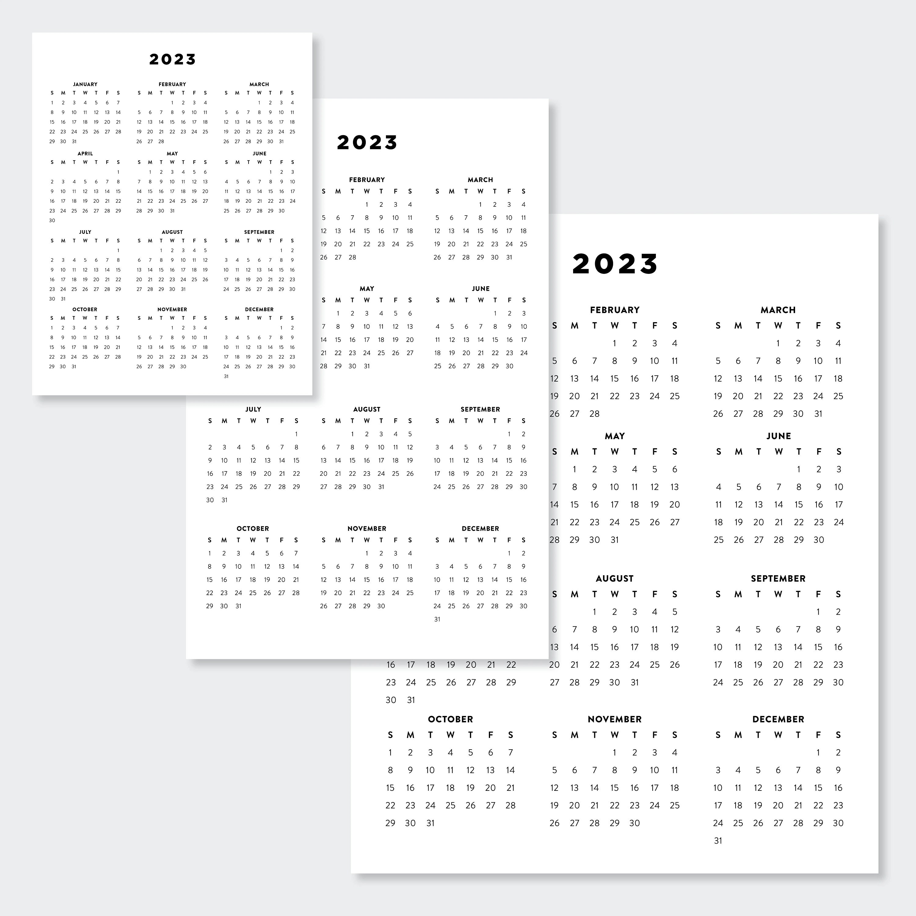 Minimalist Wall Calendar 2023 Printable Word Searches
