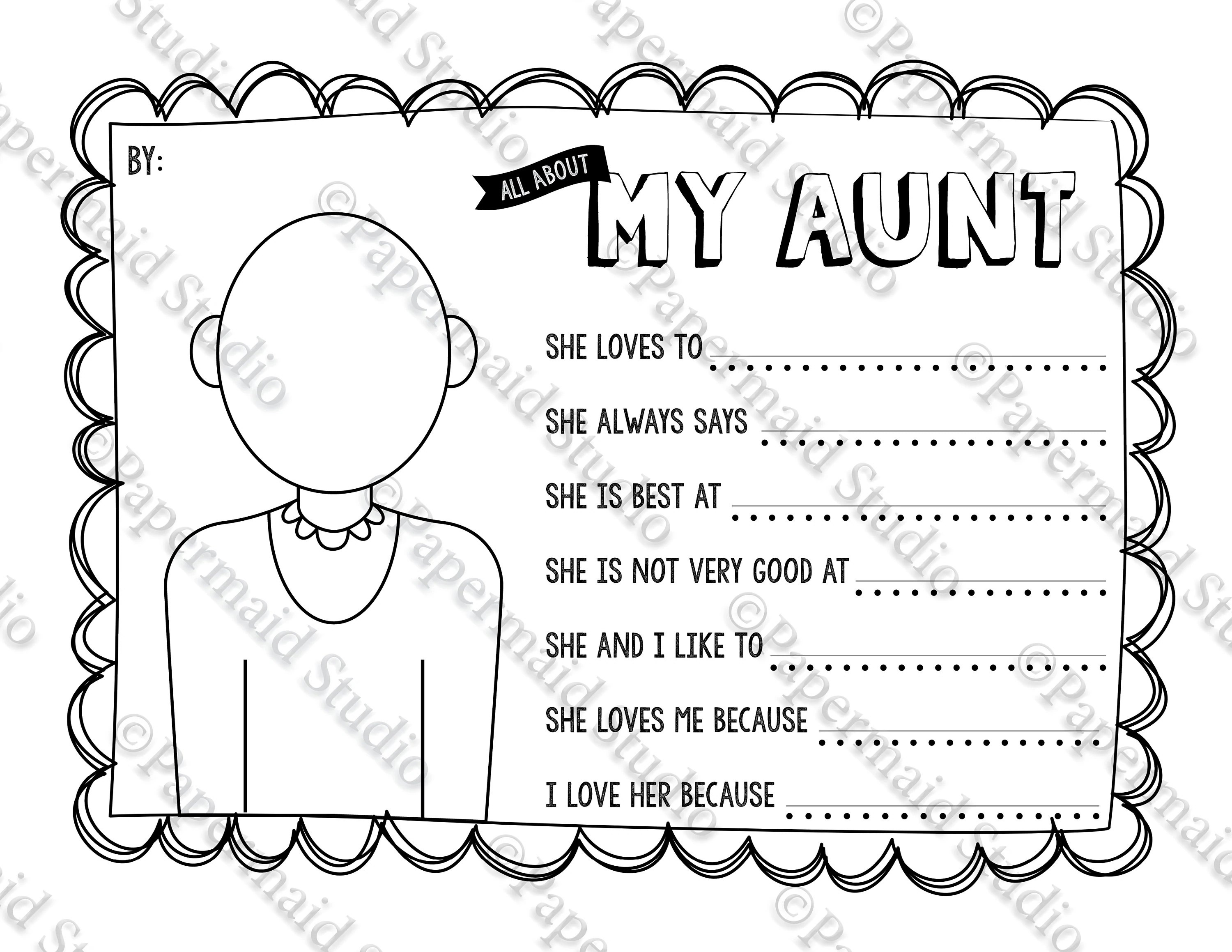 All About My Aunt Free Printable Check Out Our All About My Aunt