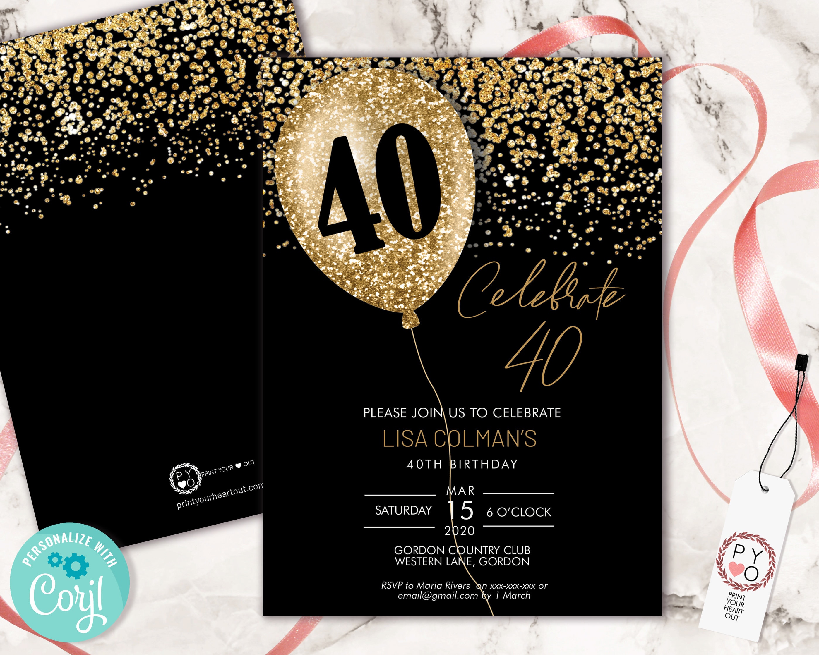 40th Birthday Party Invitation Template