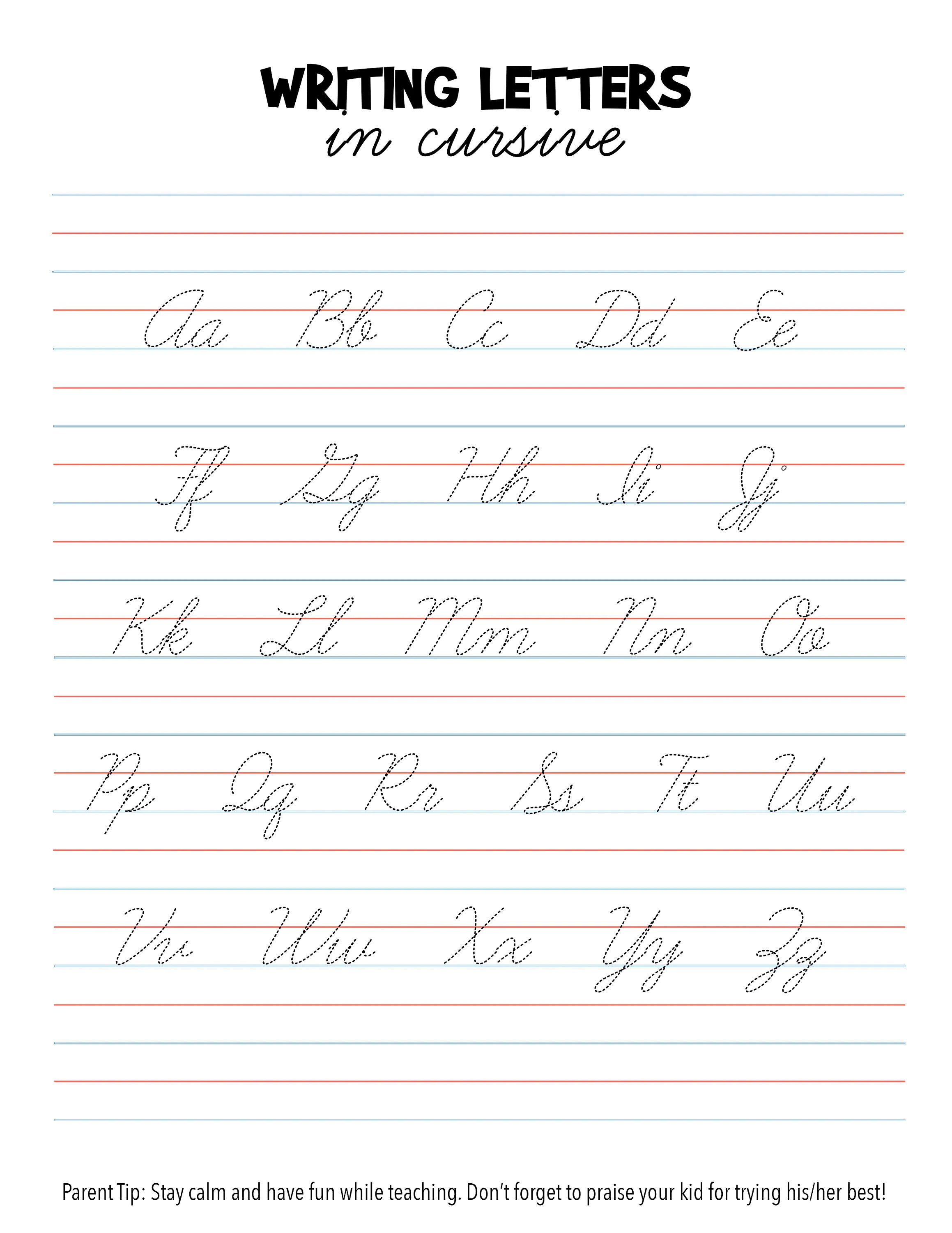 Printable Cursive Alphabet Worksheets