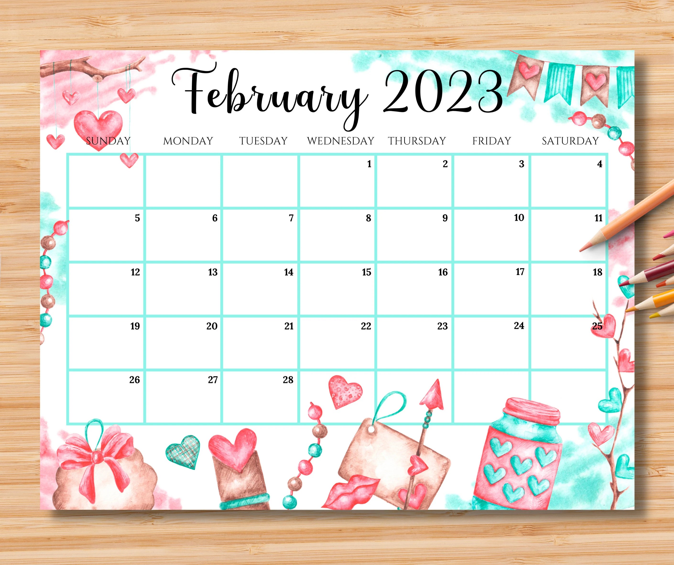 Cute February Calendar