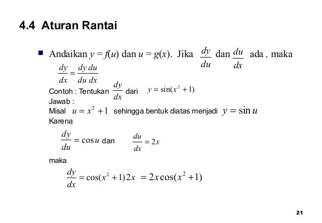 Soal Dan Pembahasan Turunan Fungsi Komposisi Dengan Aturan Rantai