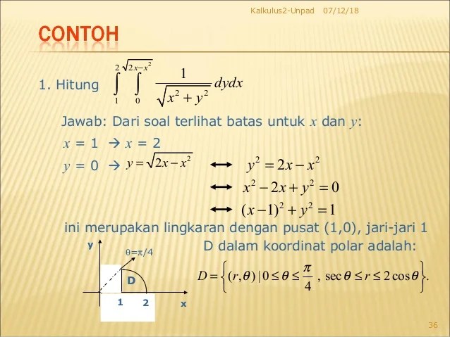 Contoh Soal Dan Pembahasan Integral Lipat Dua Dalam Koordinat Polar