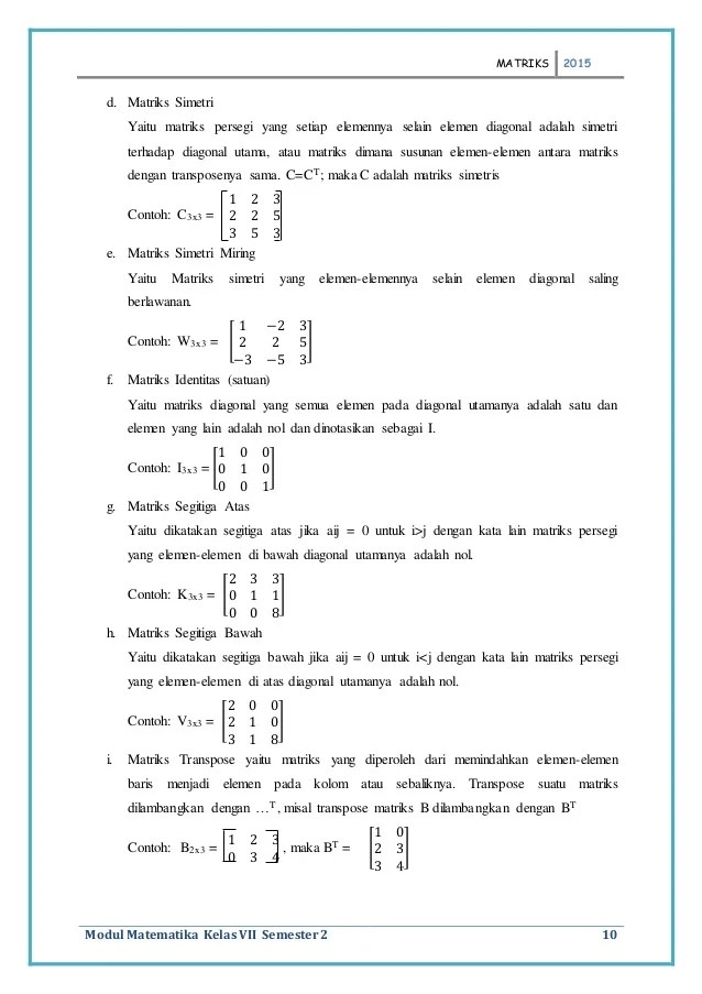 Materi Matriks Kelas 11 Pdf Homecare24