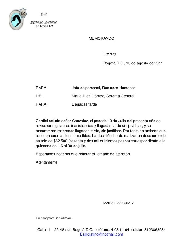 Carta De Amonestacion Atrasos Gambaran