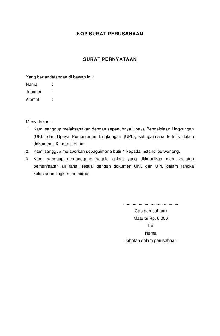 Contoh Surat Pernyataan Kesanggupan Mentaati Peraturan Homecare24