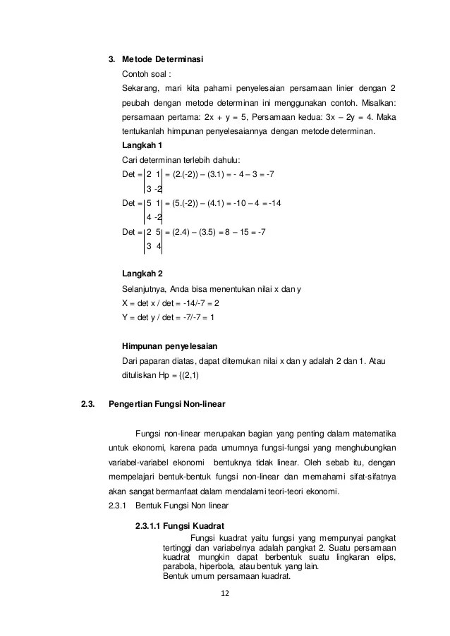 Contoh Soal Fungsi Linear Matematika