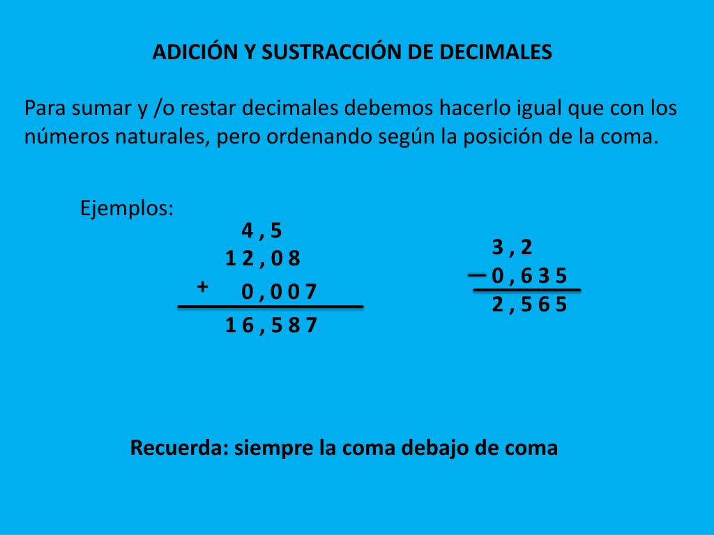 10 Ejemplos De Sumas Con Punto Decimal Resueltas Varios Ejemplos