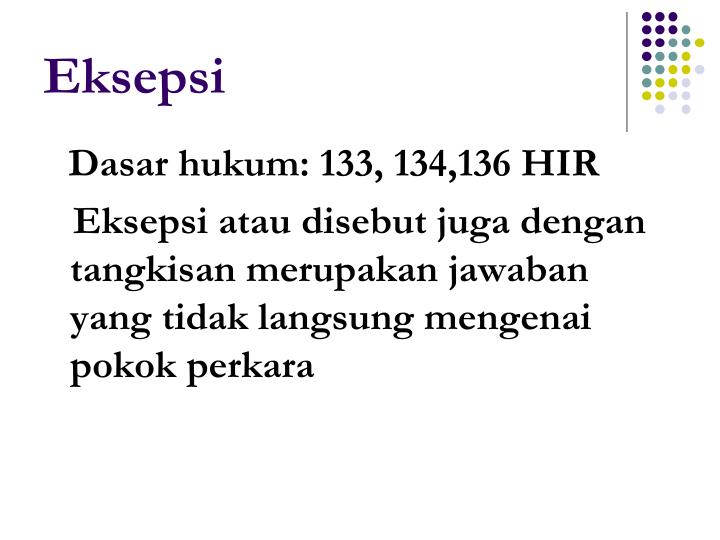 Dasar Hukum Eksepsi Syarat Formil Hukum 101