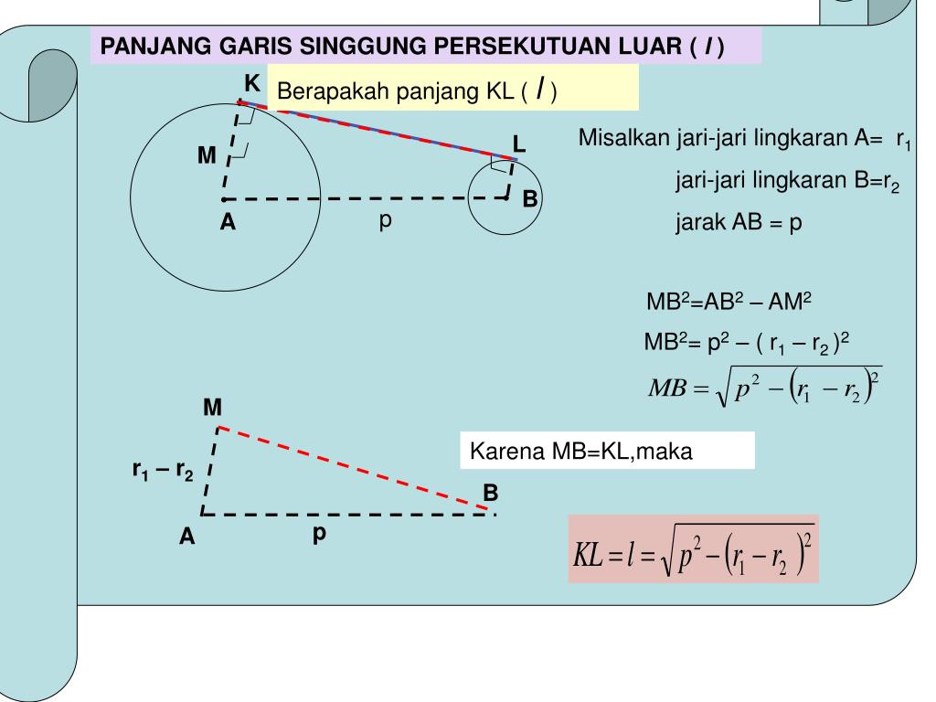 Cara Menghitung Panjang Garis Singgung Dua Lingkaran Soalb