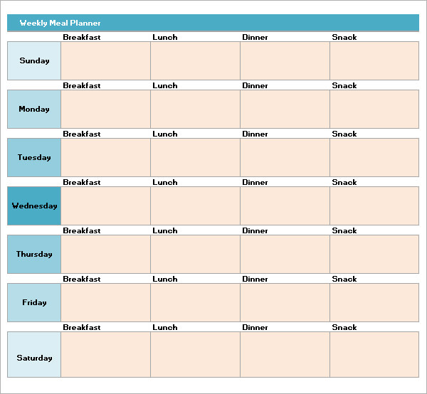 Excel Editable Meal Plan Template The Workbook Includes All Three