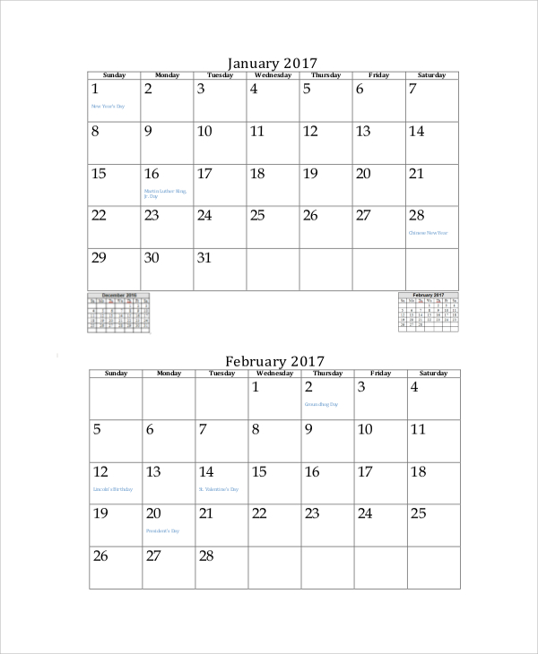 Mini Printable Calendar Printable Words Worksheets