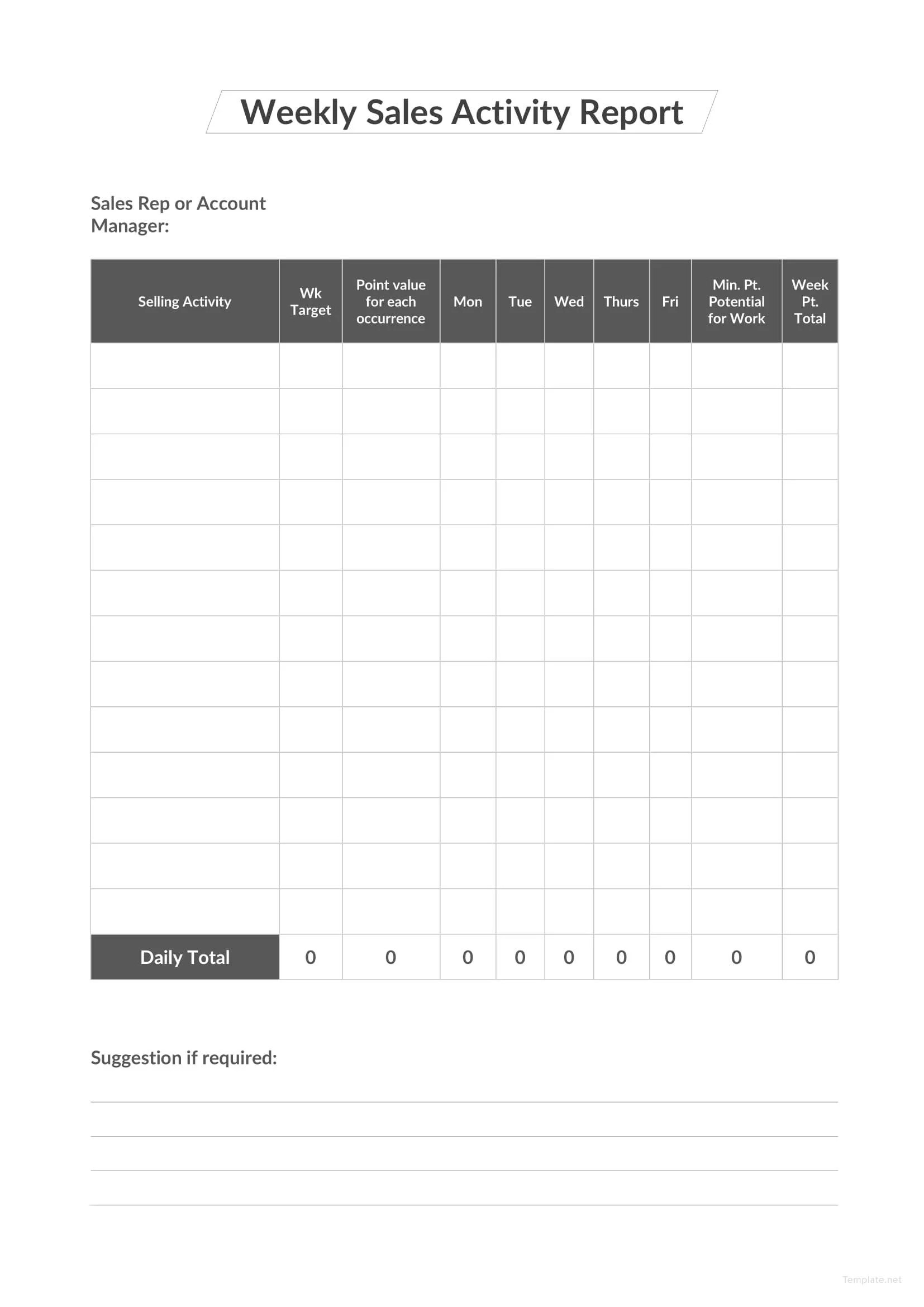 Weekly Sales Report Template Excel Besttemplatess Besttemplatess