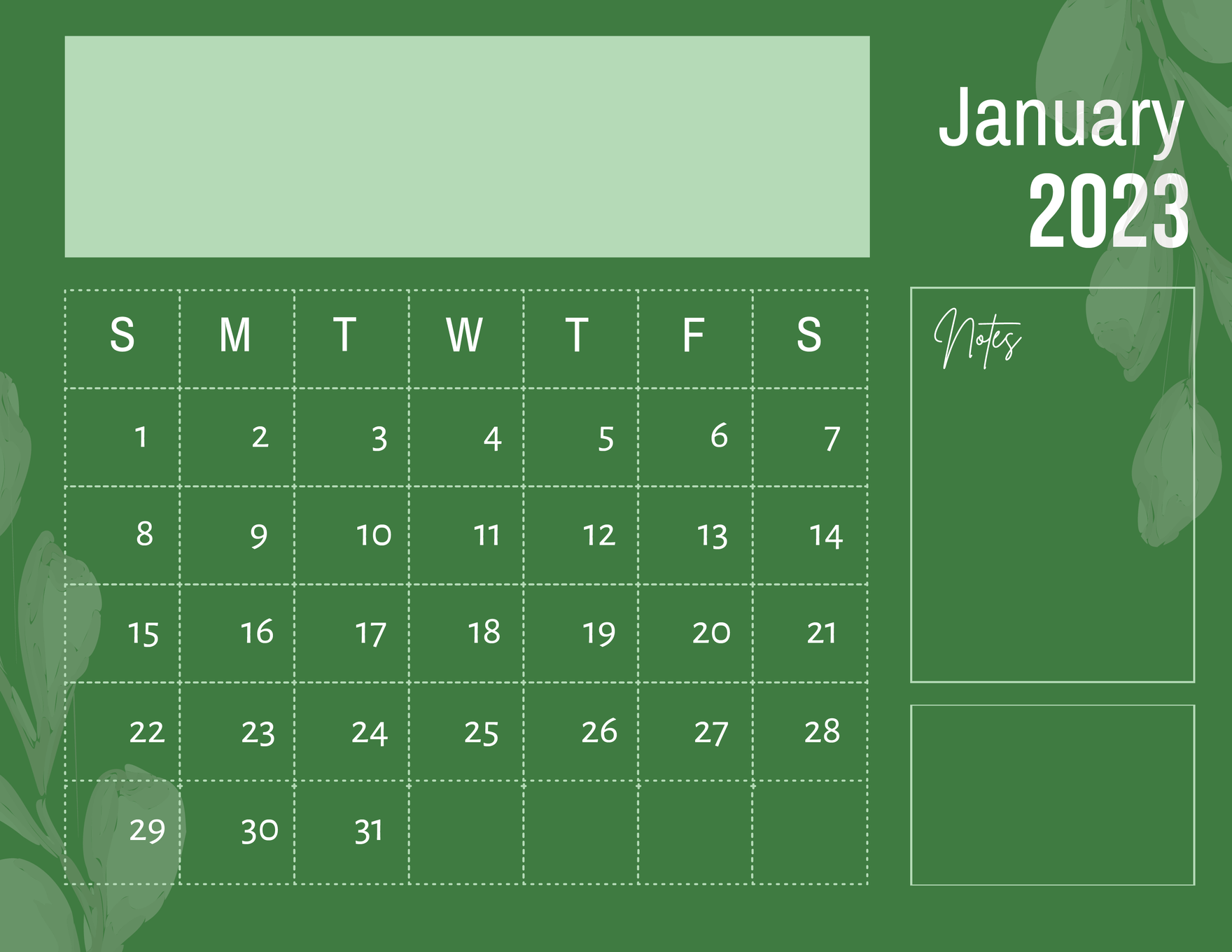 January 2023 Calendar Word Template