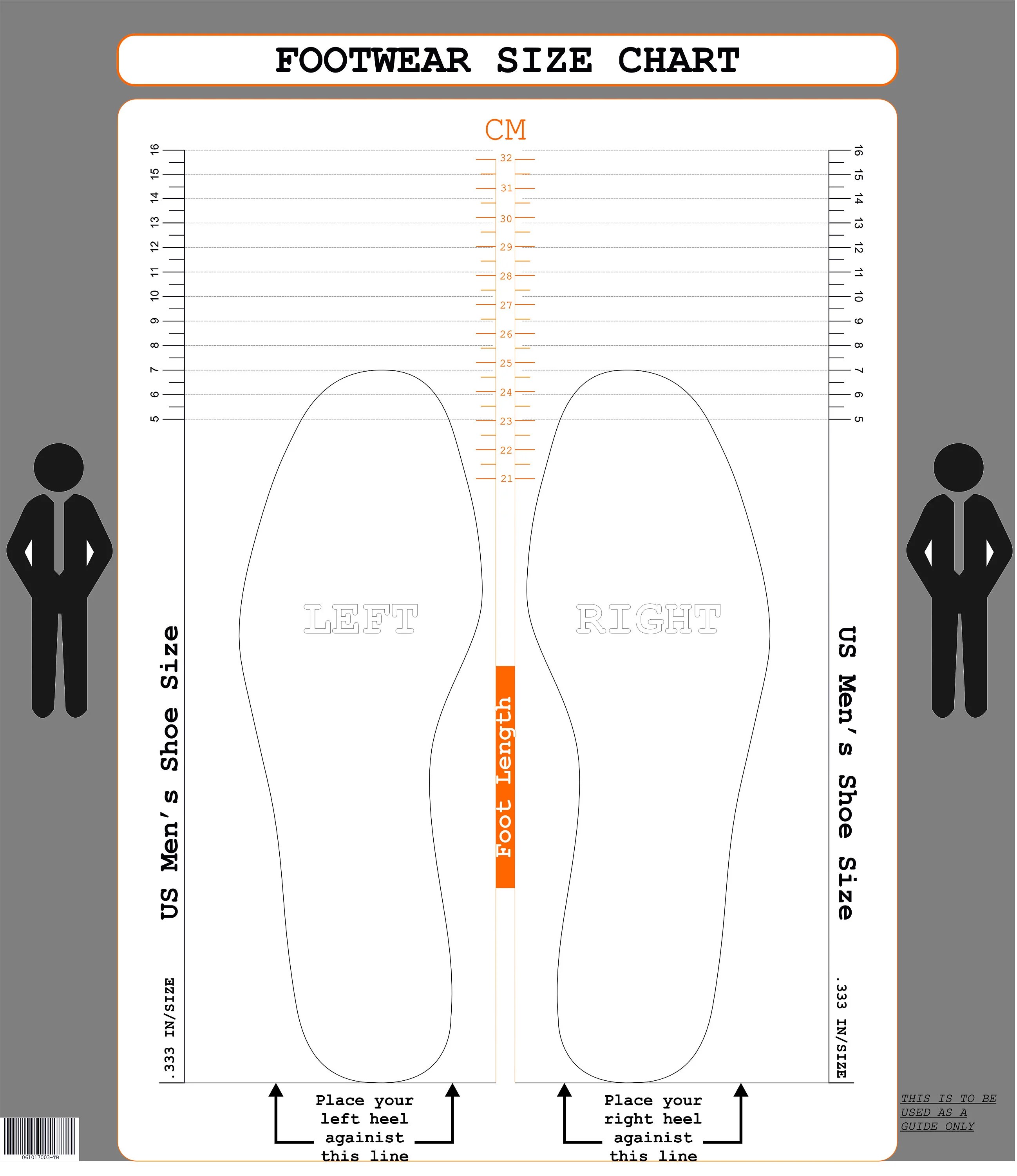 Mens Printable Shoe Size Chart