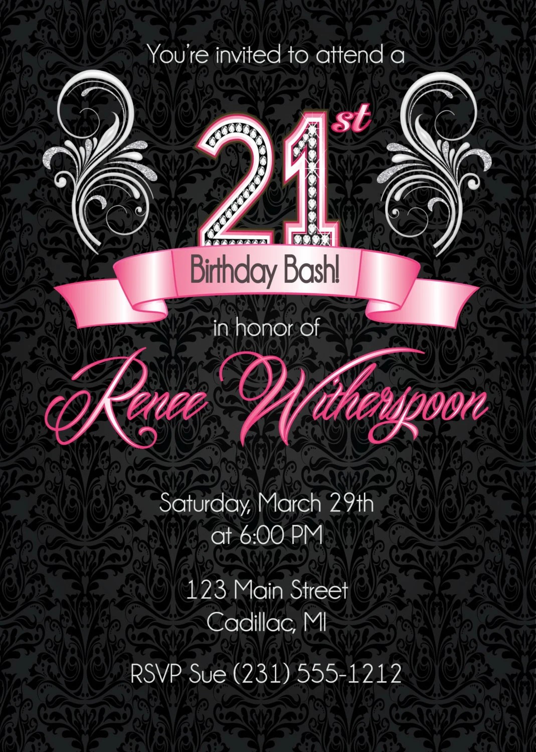 21st Birthday Invitations Templates Free