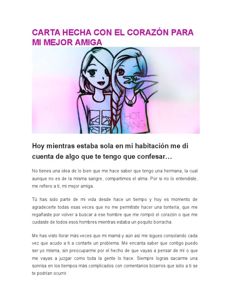 La Carta Más Bonita Para Mi Mejor Amiga Compartir Cartas