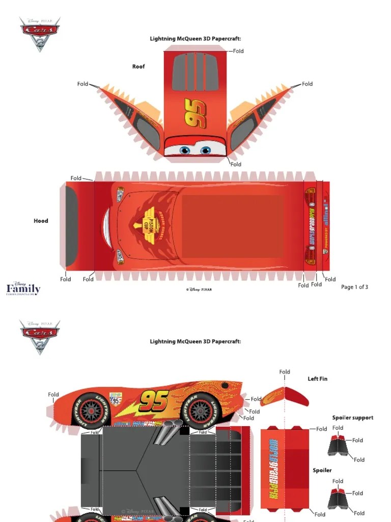 Printable Lightning Mcqueen Papercraft