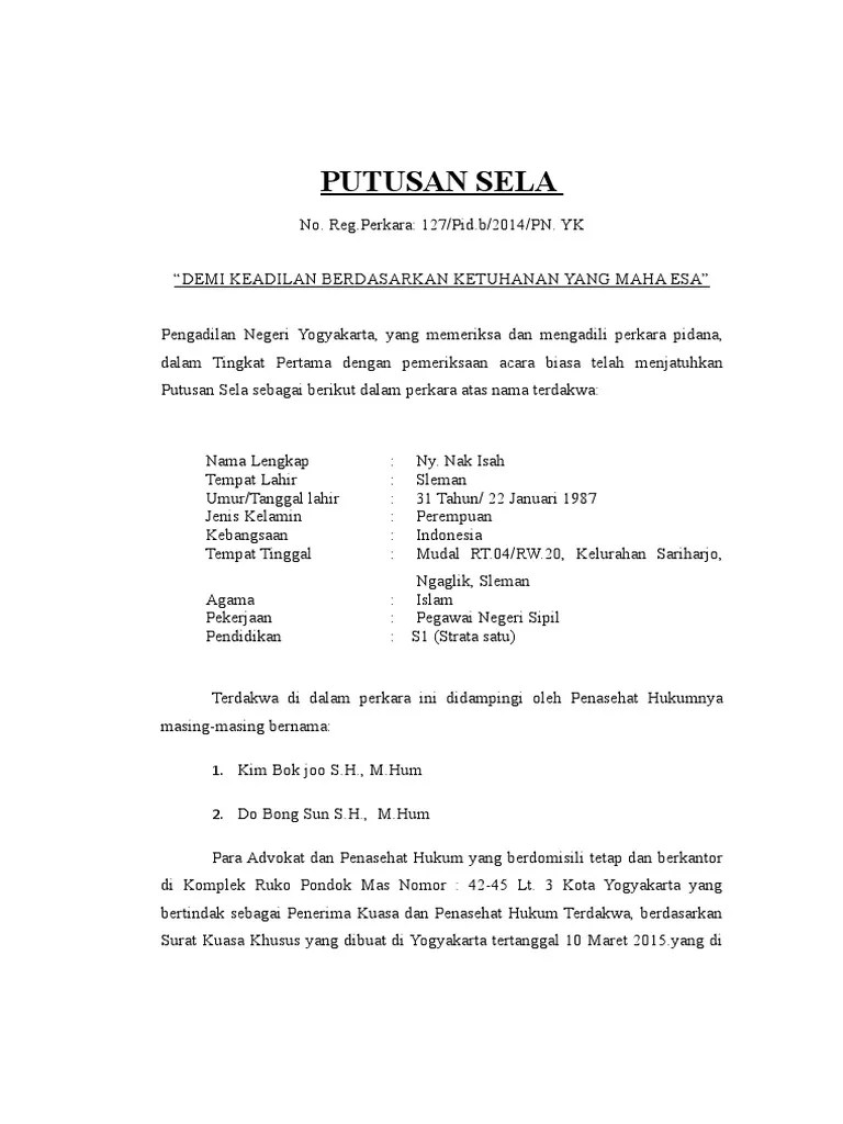 Putusan Sela Dasar Hukum Hukum 101