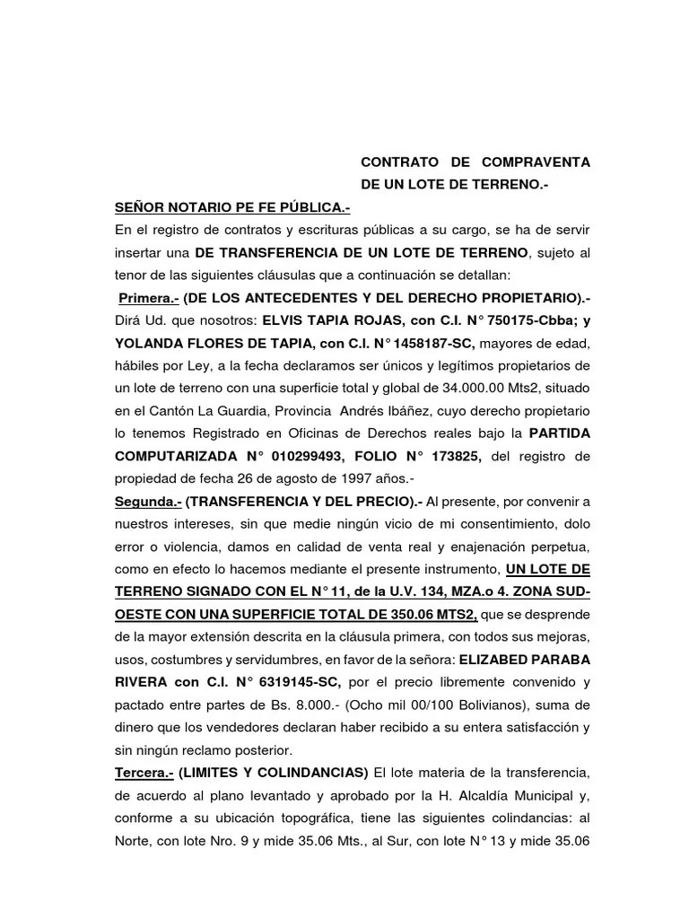 Modelo De Contrato De Compra Venta De Terreno Peru Financial Report