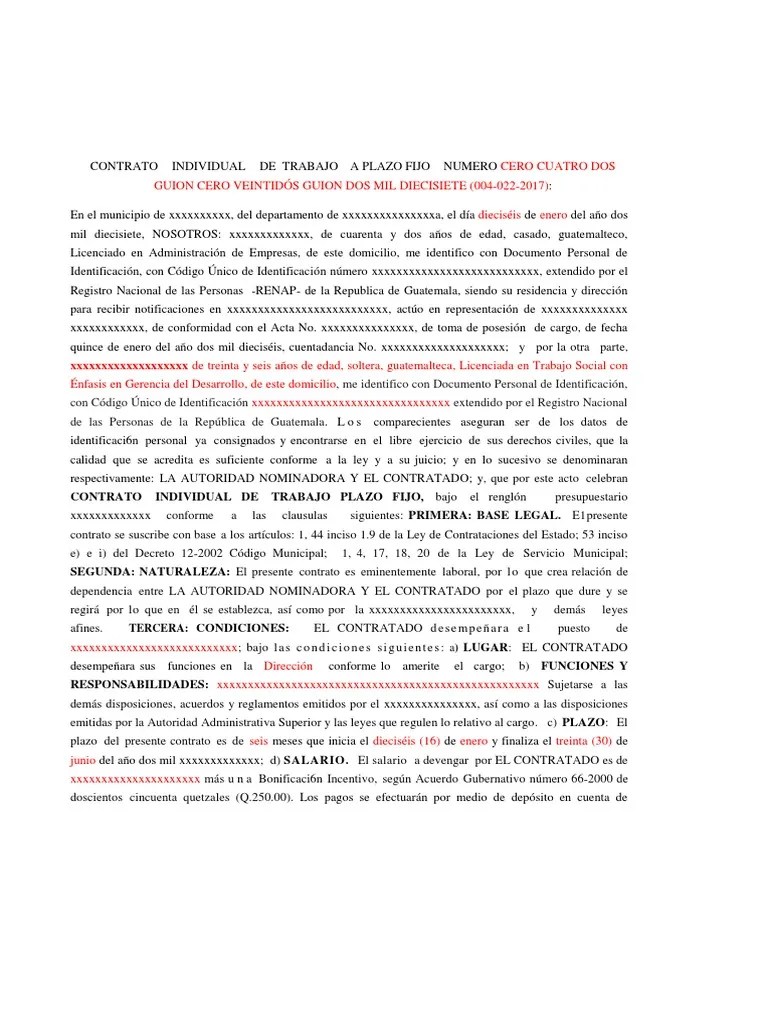 Modelo De Contrato De Trabajo A Plazo Fijo Peru Financial Report