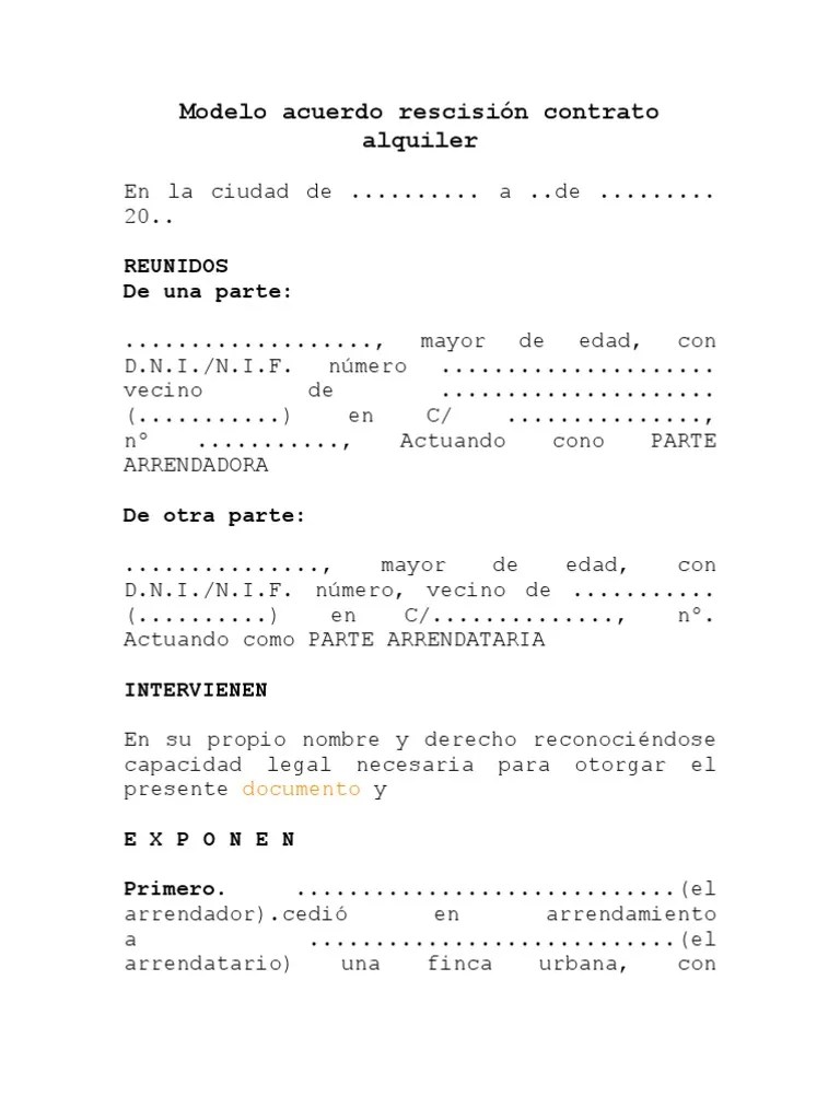 Modelo Carta Rescisión Contrato Alquiler Por Impago Esas Cartas