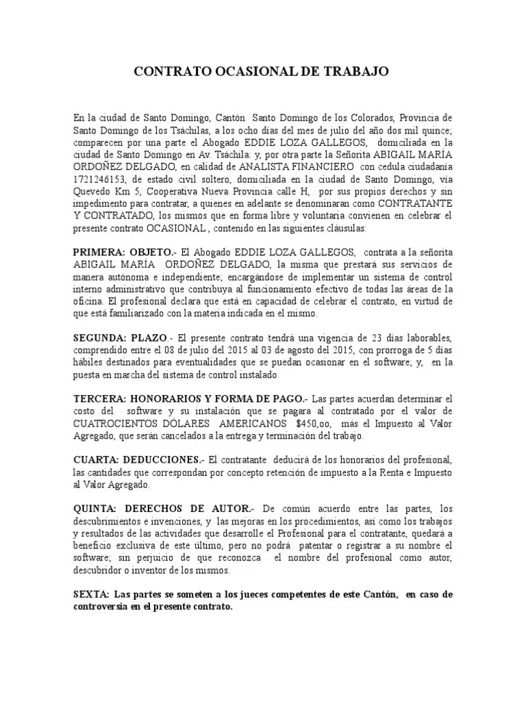 Modelo De Contrato Colectivo De Trabajo Ecuador 2015 Financial Report