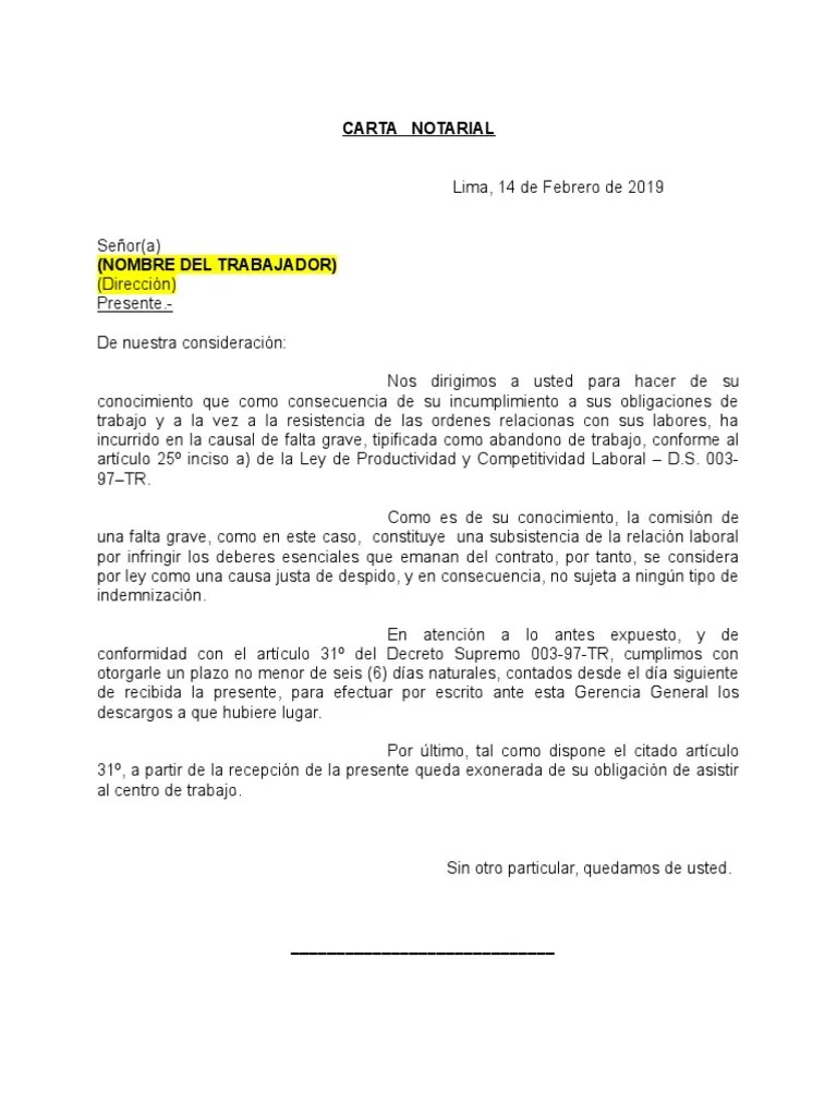 Carta De Preaviso De Despido Por Inasistencia Financial Report