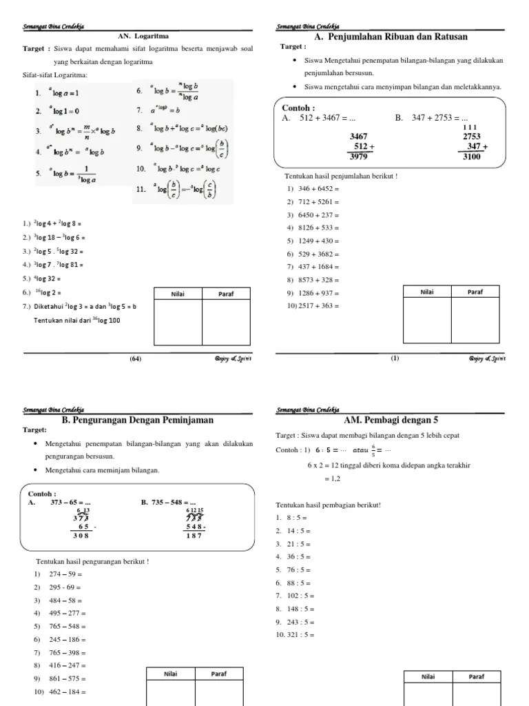 Contoh Soal Matematika Pembagian Ribuan